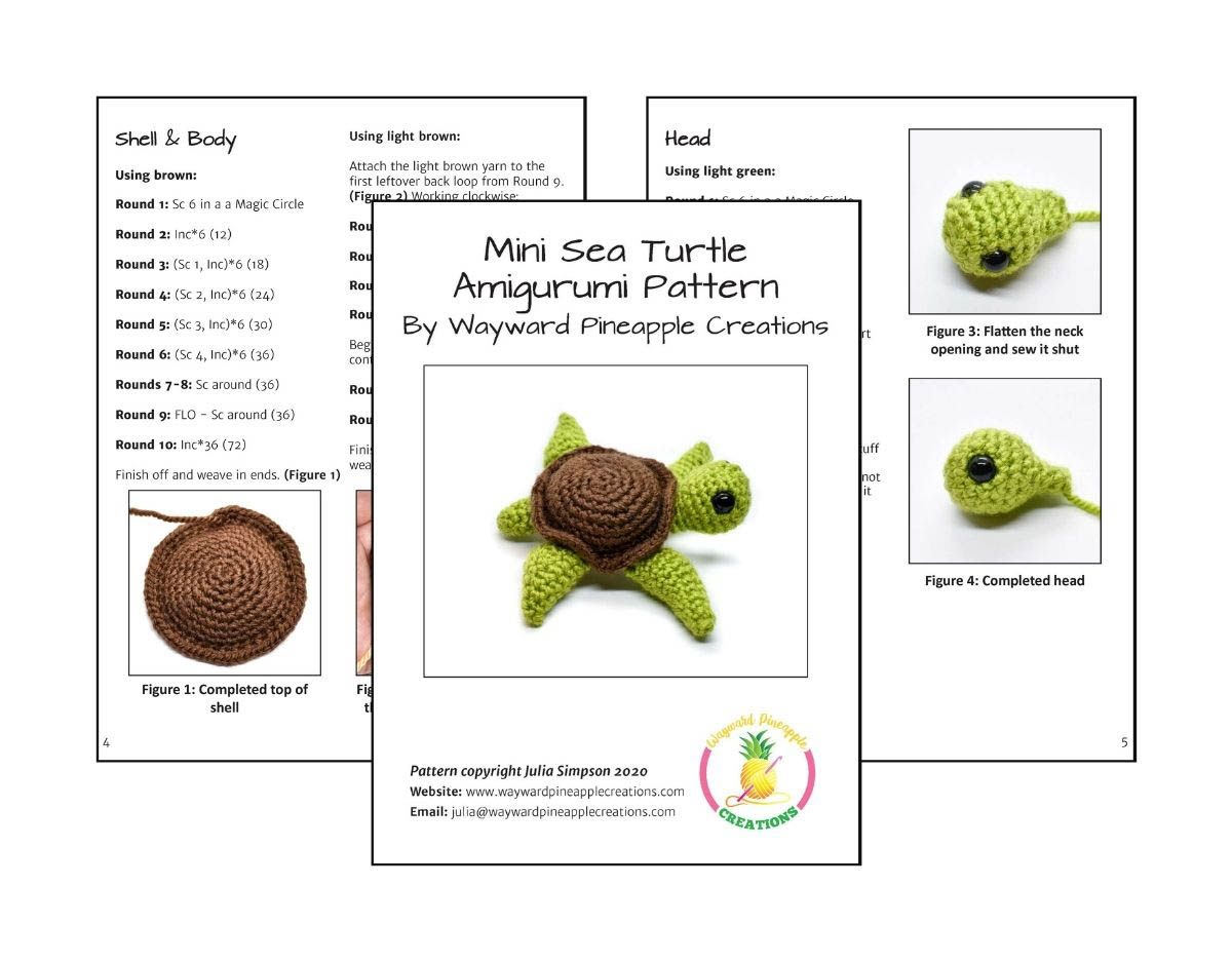 Free Pattern: Mini Sea Turtle Amigurumi - Wayward Pineapple Creations